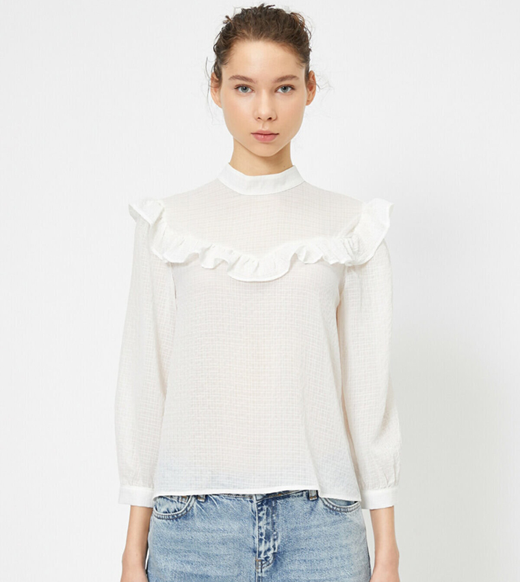 Buy Trendyol Ruffle Detailed Top In White | 6thStreet Bahrain