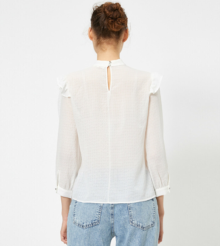 Buy Trendyol Ruffle Detailed Top In White | 6thStreet Bahrain