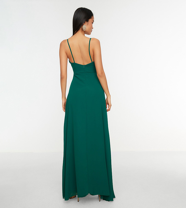 Buy Trendyol Decollete Evening Dress & Graduation Dress In Green ...