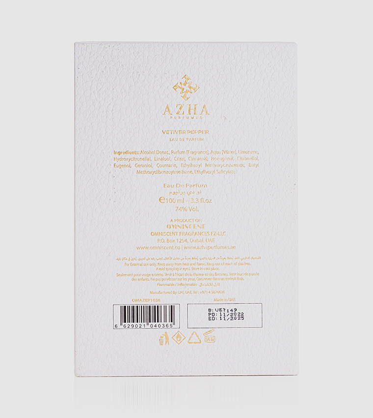 Buy Azha Perfumes Vetiver Pepper EDP, 100ml In Multiple Colors ...