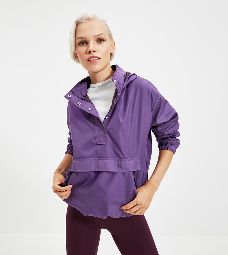 Buy Trendyol Hooded Kangaroo Coat In Purple | 6thStreet UAE