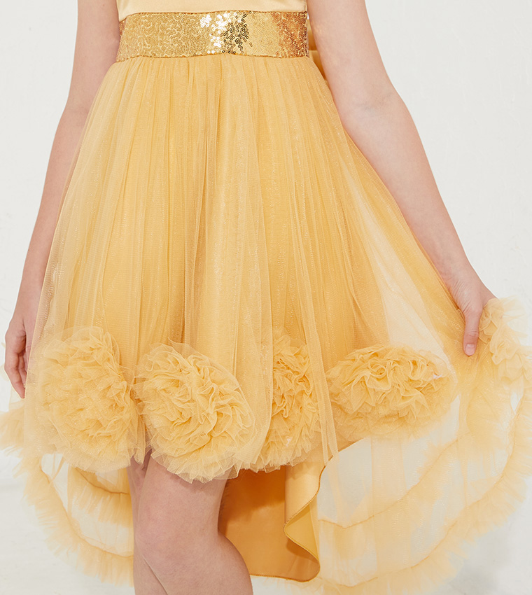 Buy Ddaniela Layered Tutu Gown Party Dress In Yellow | 6thStreet Qatar
