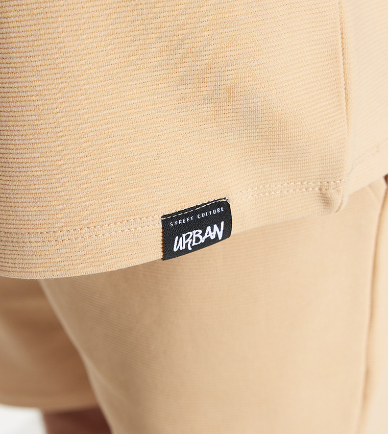 Buy Trendyol Limited Edition Label Detail Oversized T Shirt In Beige ...