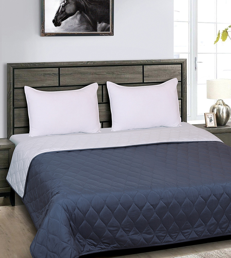 Buy HIS & HERS Micro Quilted Bed Spread Sheet In Grey | 6thStreet Qatar