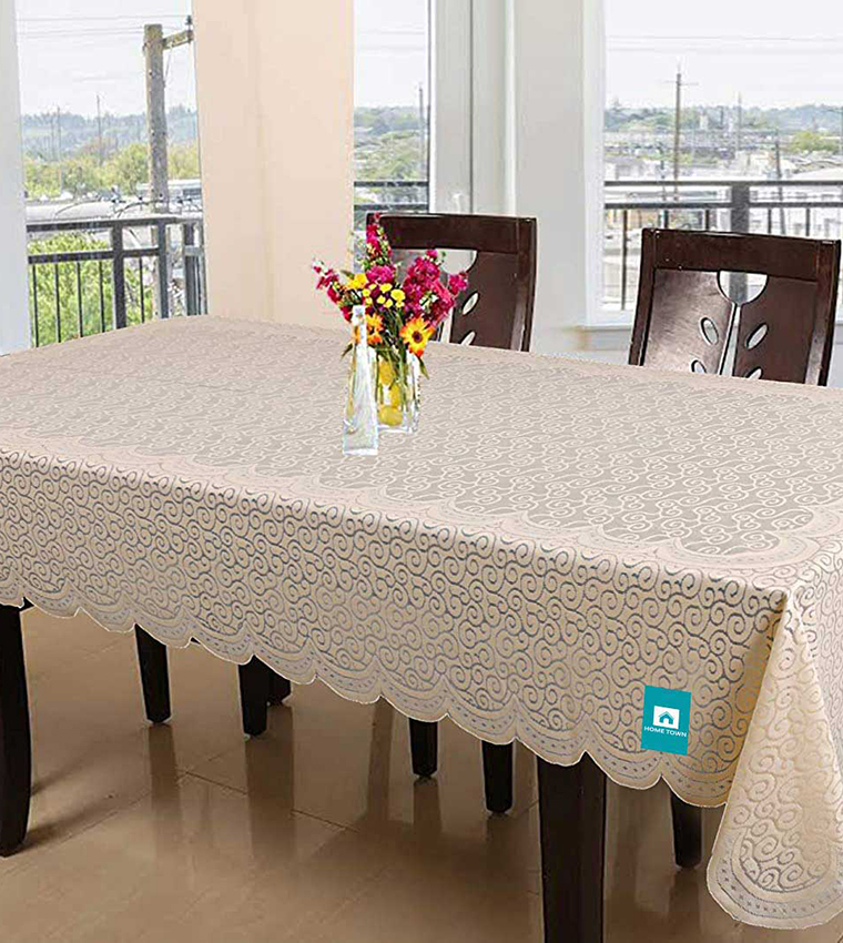 Buy HIS & HERS Cloth Table Cover 6 Seater Circle In Cream | 6thStreet UAE
