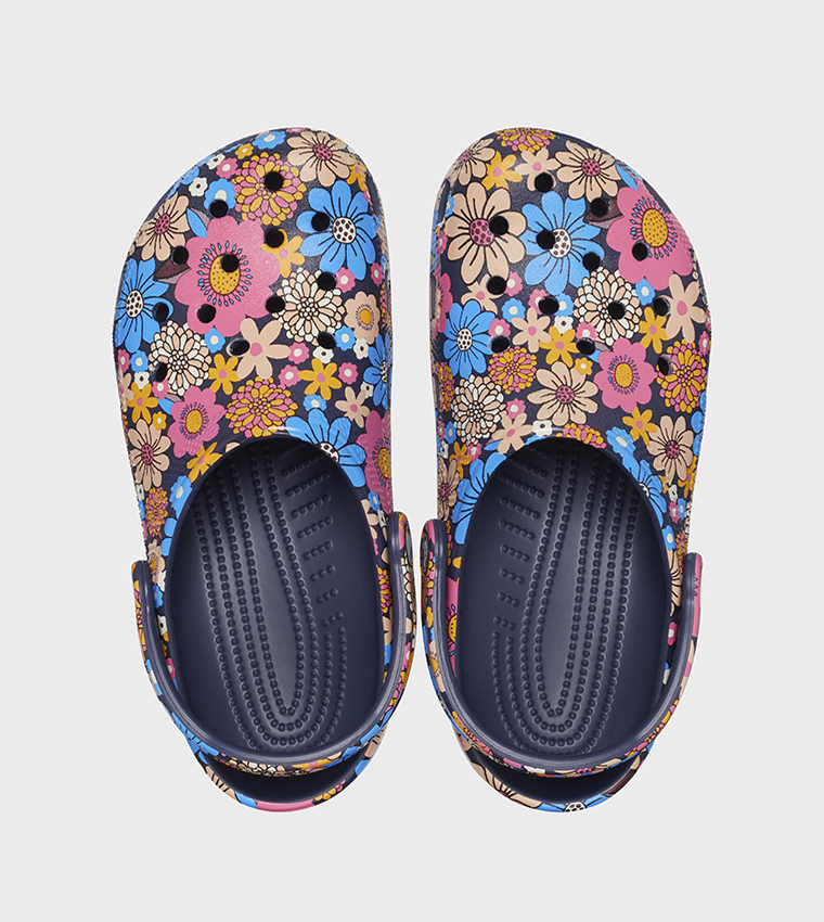 Buy Crocs Classic Retro Floral Clog In Blue | 6thStreet UAE