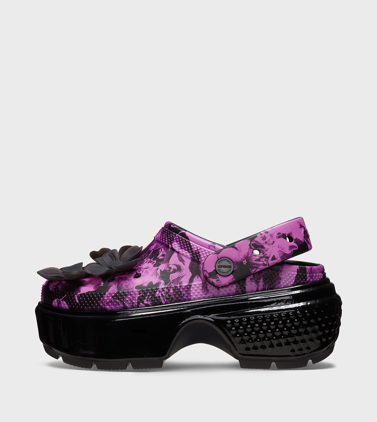 Buy Crocs Stomp Hyper Floral High Shine Clog In Black | 6thStreet UAE