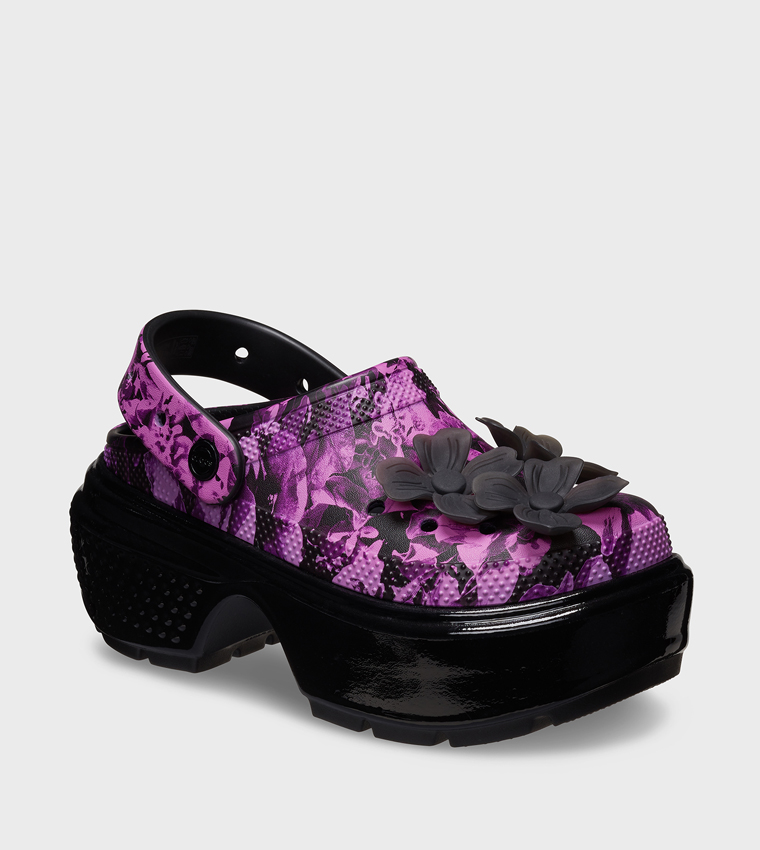 Buy Crocs Stomp Hyper Floral High Shine Clog In Black | 6thStreet UAE