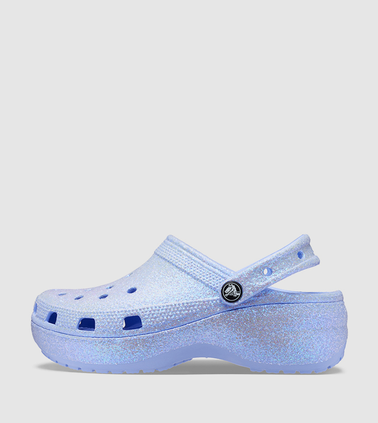 Buy Crocs Classic Platform Glitter Clog In Blue | 6thStreet Qatar