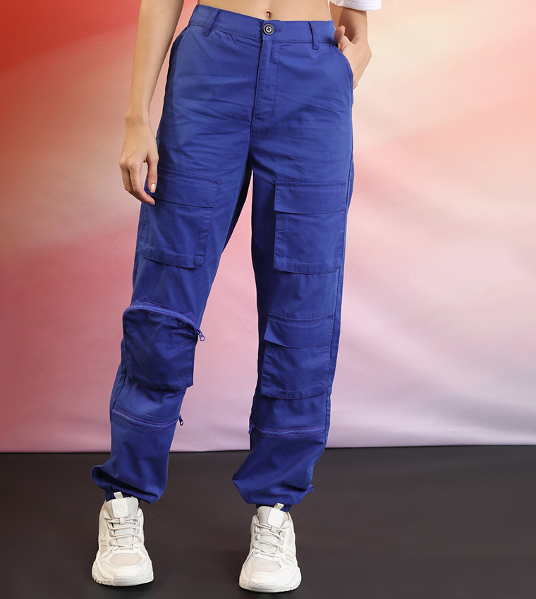 Buy Ketch Zip Pocket Detail Mid Rise Cargo Pants In Blue | 6thStreet ...