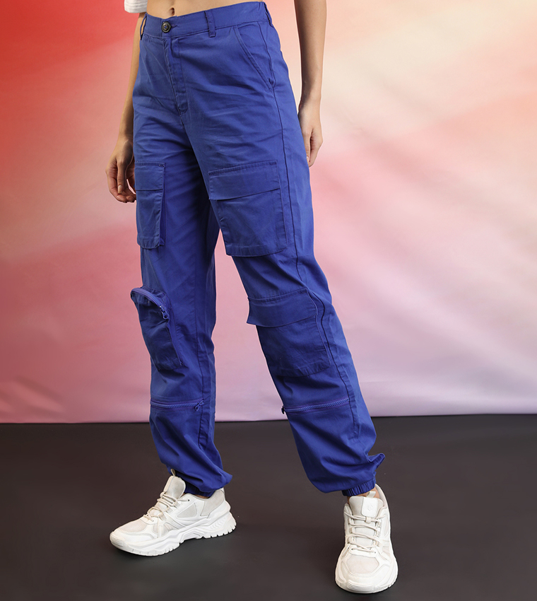 Buy Ketch Zip Pocket Detail Mid Rise Cargo Pants In Blue | 6thStreet ...