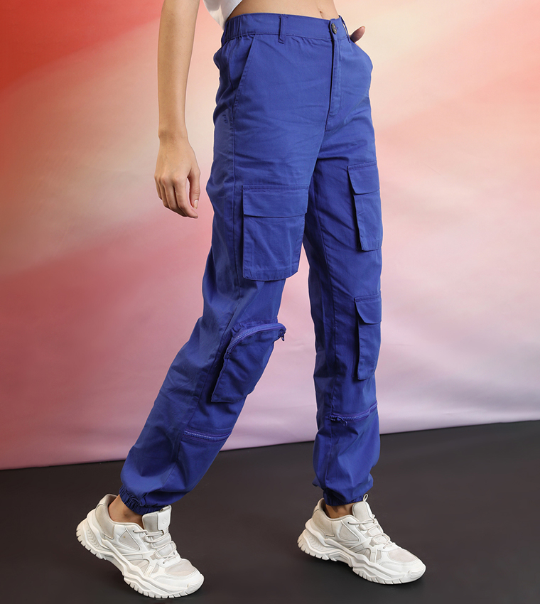 Buy Ketch Zip Pocket Detail Mid Rise Cargo Pants In Blue | 6thStreet ...