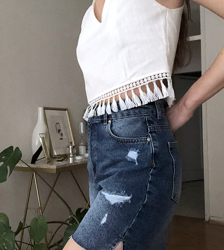 Buy Trendyol Basic Crop Top In White | 6thStreet UAE