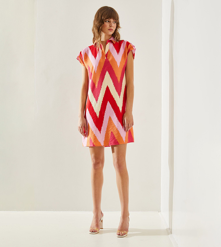 Buy Bianco Lucci Patterned Sleeve Detail Shift Sack Dress In Multiple ...