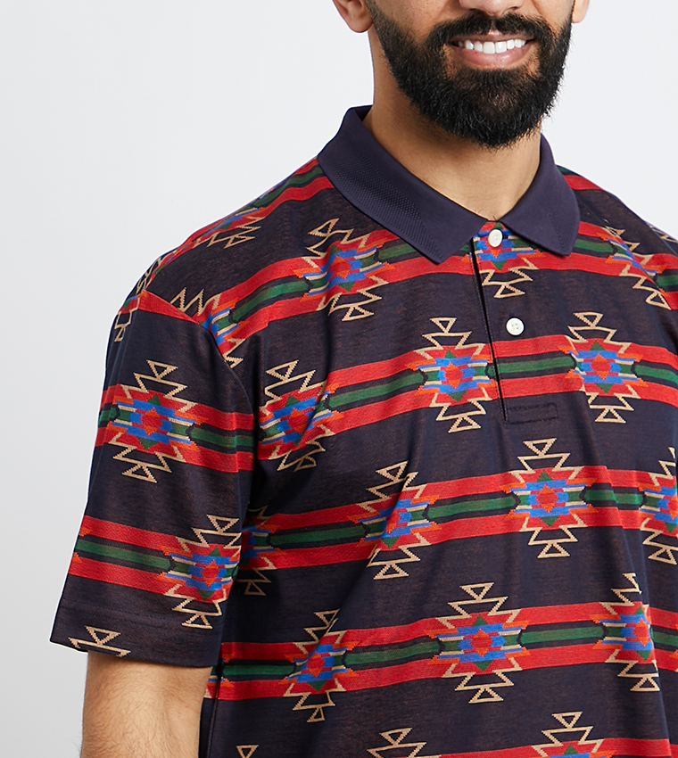 Buy GANT Geometric Print Relaxed Fit Rugger Polo T Shirt In Multiple ...