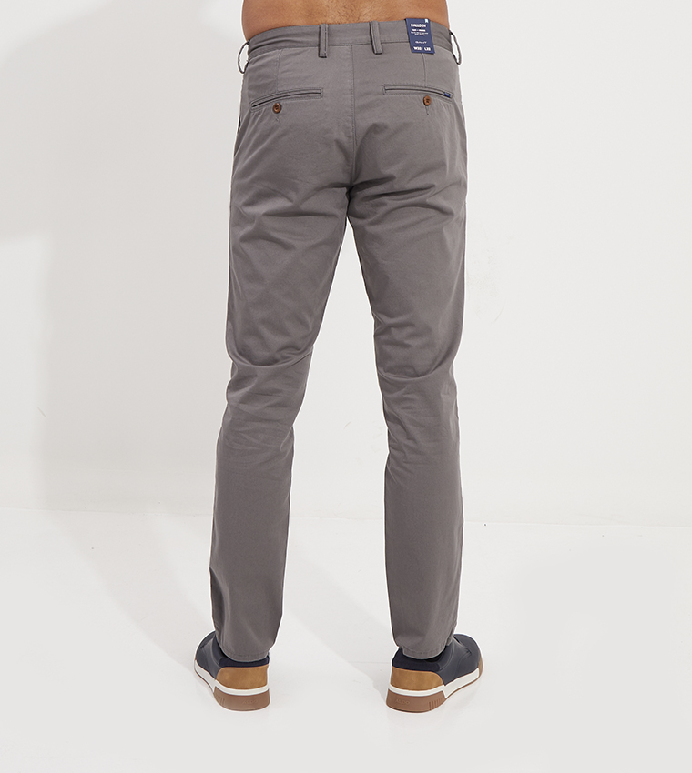 Buy GANT Hallden Slim Fit Twill Chinos In Grey | 6thStreet UAE