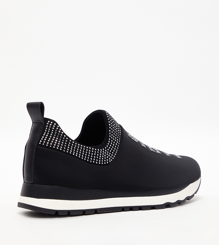 Buy Dkny JADYN RHINSTNE Logo Embellished Slip On Shoes In Black ...