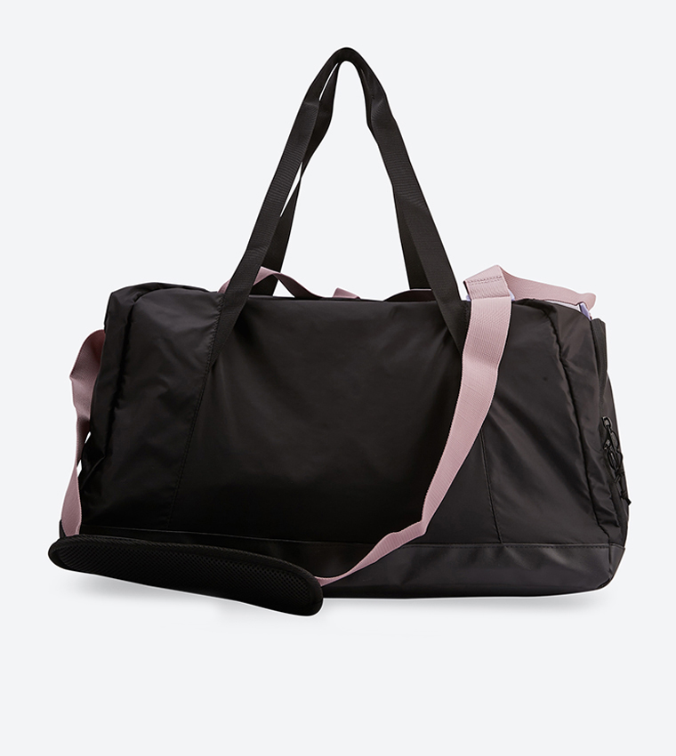 Buy Puma Double Handle Top Zip Closure Basic Duffle Bag Black In Black ...