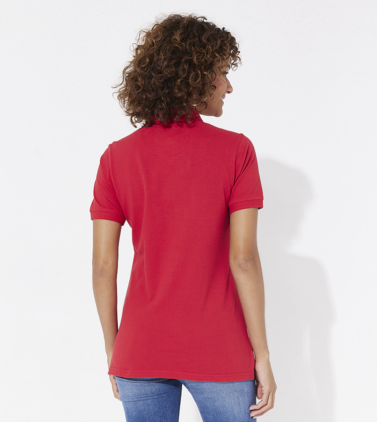 Buy Aeropostale Aero Girl's Solid Short Sleeves Polo T Shirt In Red ...