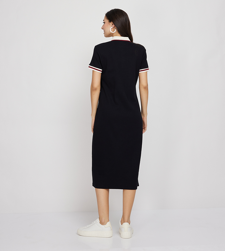 Buy Aeropostale AERO Ribbed Polo Neck Dress In Black | 6thStreet UAE