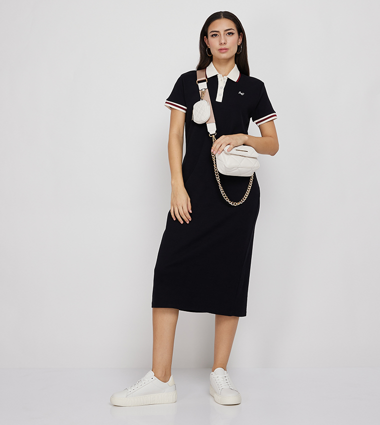 Buy Aeropostale AERO Ribbed Polo Neck Dress In Black | 6thStreet UAE
