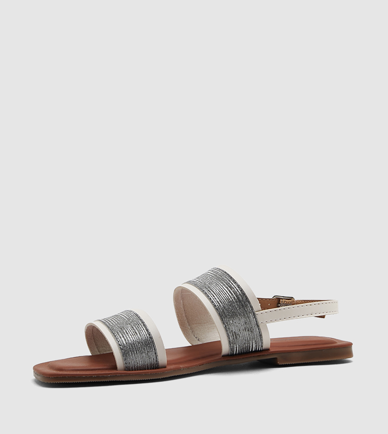 Buy Aeropostale Color Block Flat Sandals In Silver | 6thStreet UAE