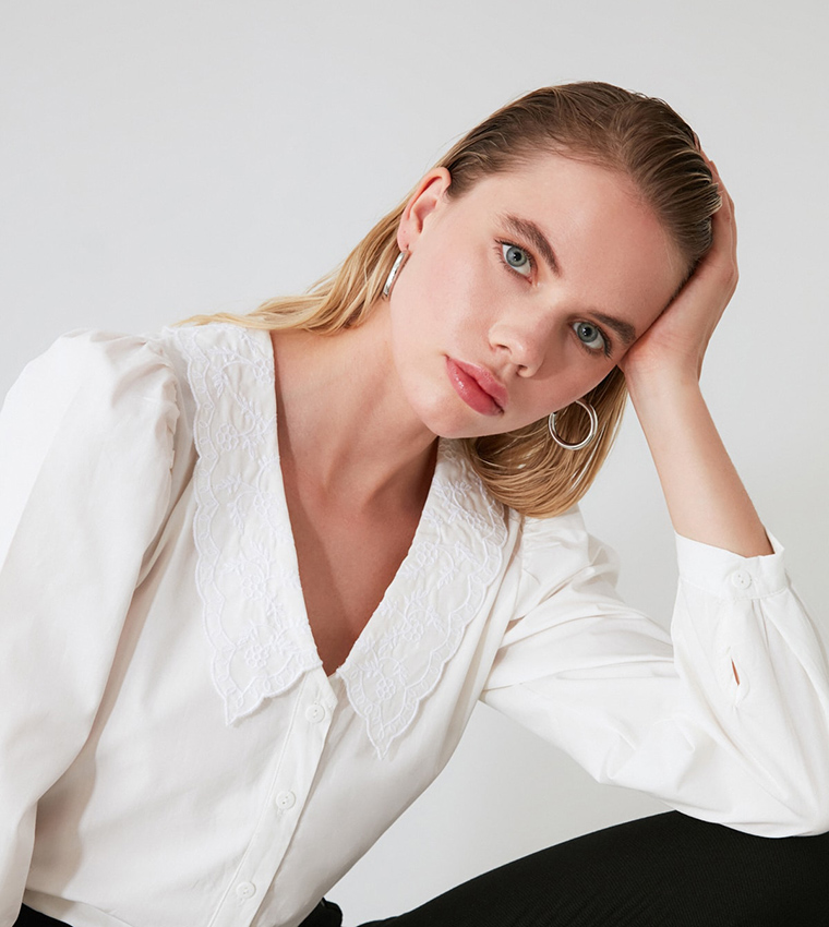 Buy Trendyol Collar Detailed Shirt In White | 6thStreet UAE