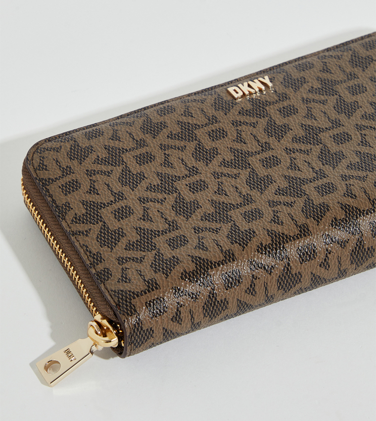 Buy Dkny BRYANT Monogram Zip Around Long Wallet In Brown | 6thStreet ...