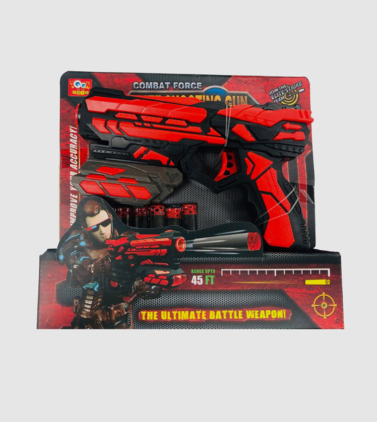 Buy Toonz Elite Shooting Gun Toy With 6 Soft Bullets In Red | 6thStreet UAE