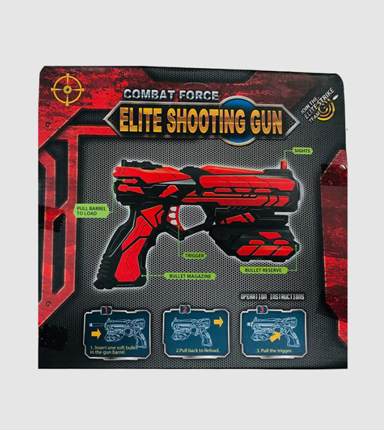 Buy Toonz Elite Shooting Gun Toy With 6 Soft Bullets In Red | 6thStreet UAE