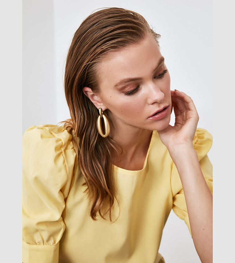 Buy Trendyol Ruffle Detailed Top In Yellow | 6thStreet UAE