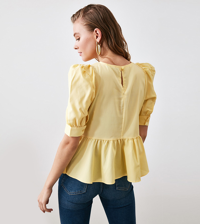 Buy Trendyol Ruffle Detailed Top In Yellow | 6thStreet UAE