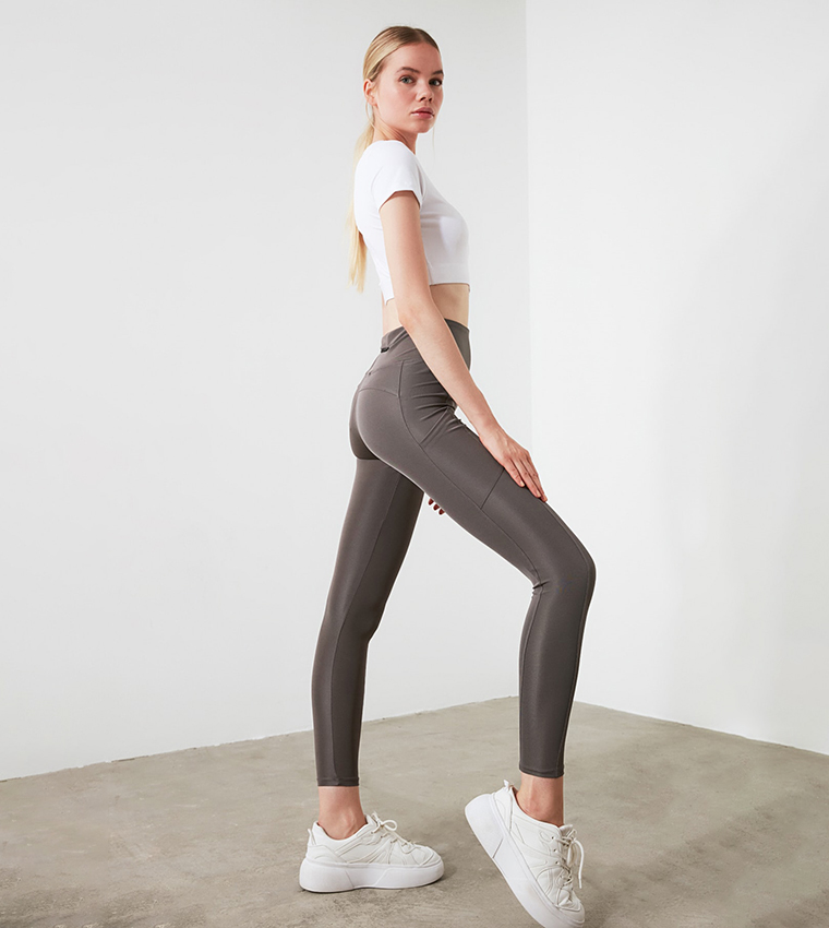 Buy Trendyol High Rise Active Tights In MINK | 6thStreet Qatar