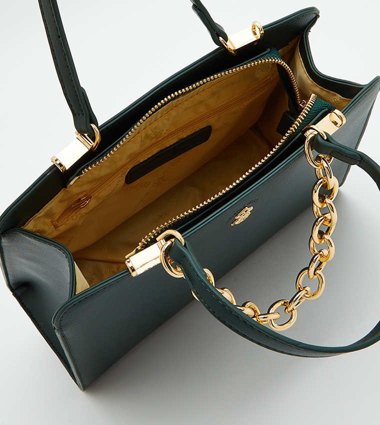 Buy Beverly Hills Polo Club Logo Detailed Satchel Bag In Green ...