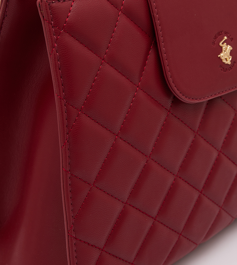 Buy Beverly Hills Polo Club Quilted Satchel Bag In Burgundy | 6thStreet ...