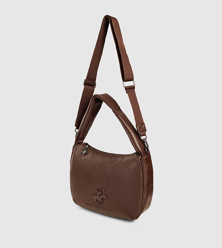 Buy Beverly Hills Polo Club Logo Detail Zippered Shoulder Bag In Dark ...