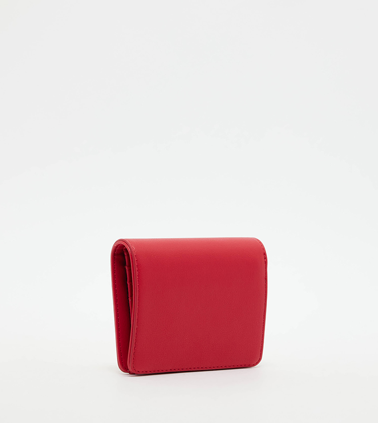 Buy Love Moschino Logo Detail Bi Fold Wallet In Red | 6thStreet Qatar