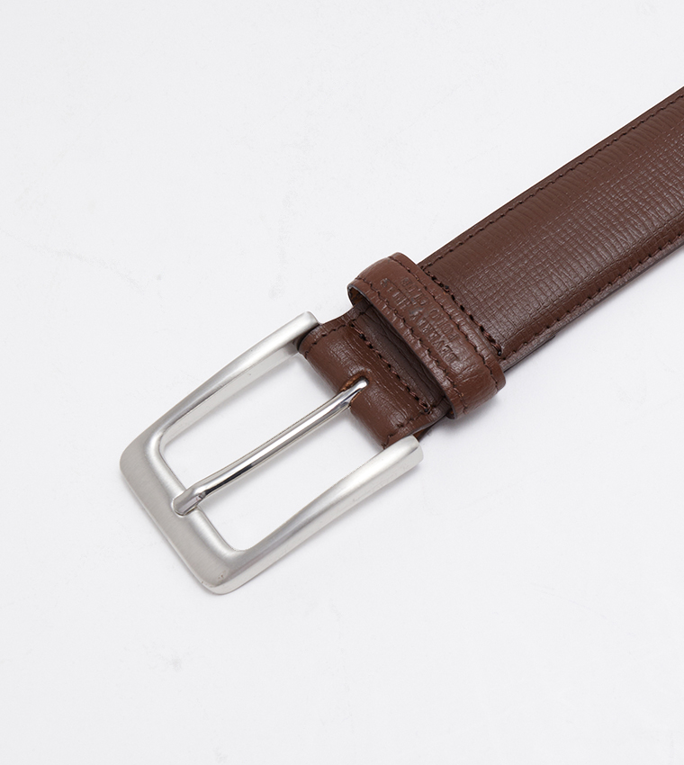 Buy Beverly Hills Polo Club Textured Leather Belt With Buckle Closure ...