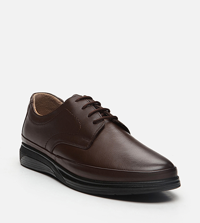 Buy Yaya By Hotiç Textured Classic Lace Up Oxford Shoes In Brown ...