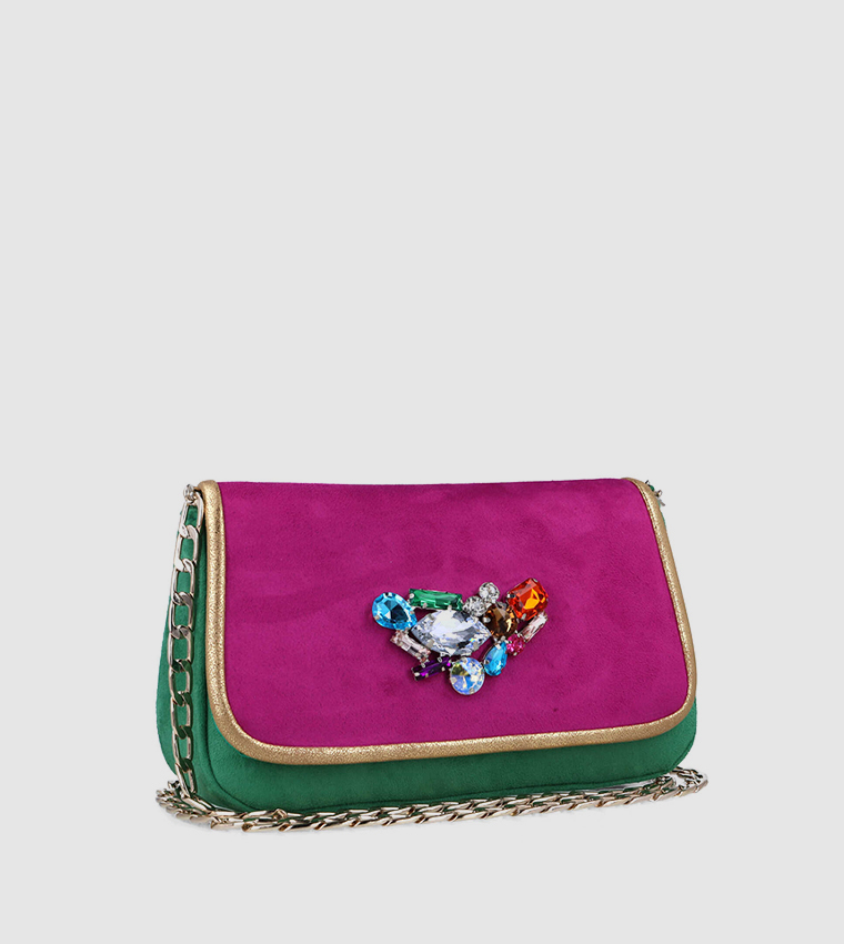 Buy Menbur HIPERION Color Block Embellished Crossbody Bag In Pink ...