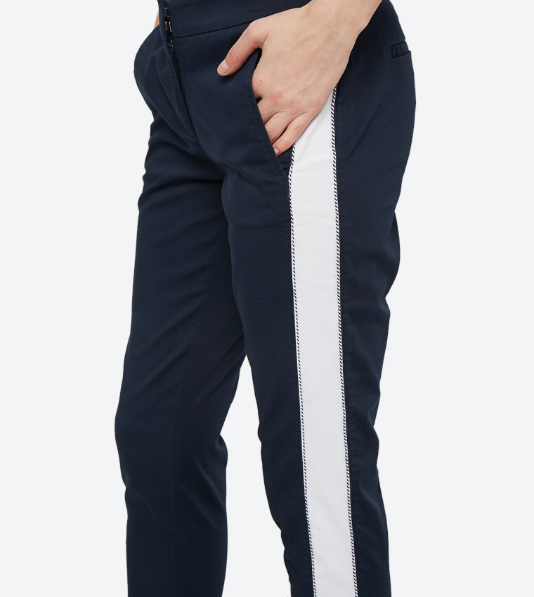 Buy Nautica Side Inset Cropped Length Trousers Navy CROPPED LENGTH SLIM ...