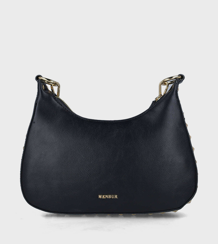 Buy Menbur PIETAS Logo Detail Hobo Bag With Sling In Black | 6thStreet UAE