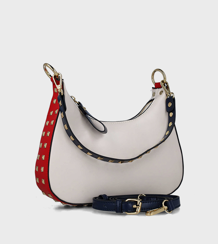Buy Menbur PIETAS Logo Detail Hobo Bag With Sling In Navy | 6thStreet UAE