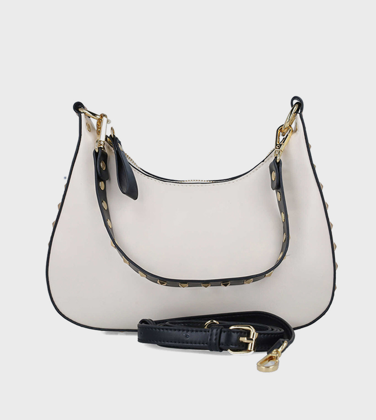 Buy Menbur PIETAS Logo Detail Hobo Bag With Sling In Off White ...