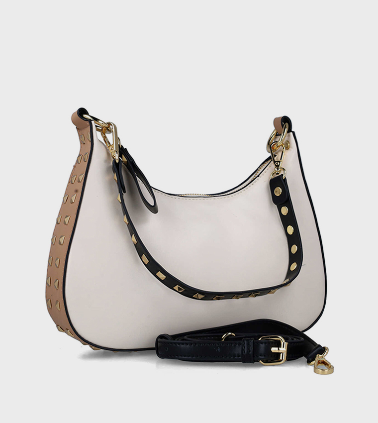 Buy Menbur PIETAS Logo Detail Hobo Bag With Sling In Off White ...