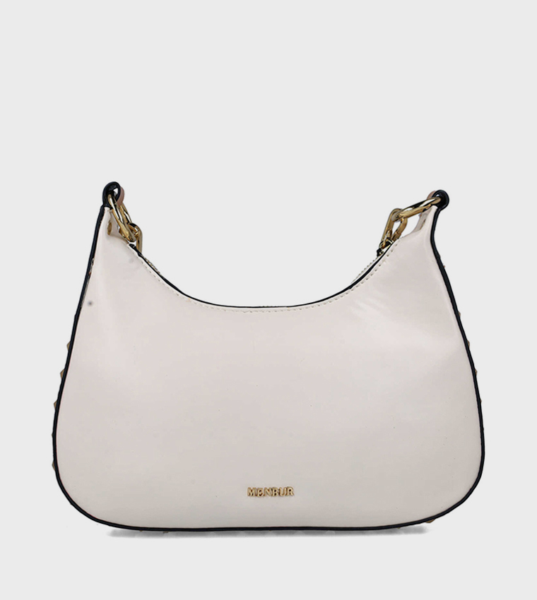 Buy Menbur PIETAS Logo Detail Hobo Bag With Sling In Off White ...