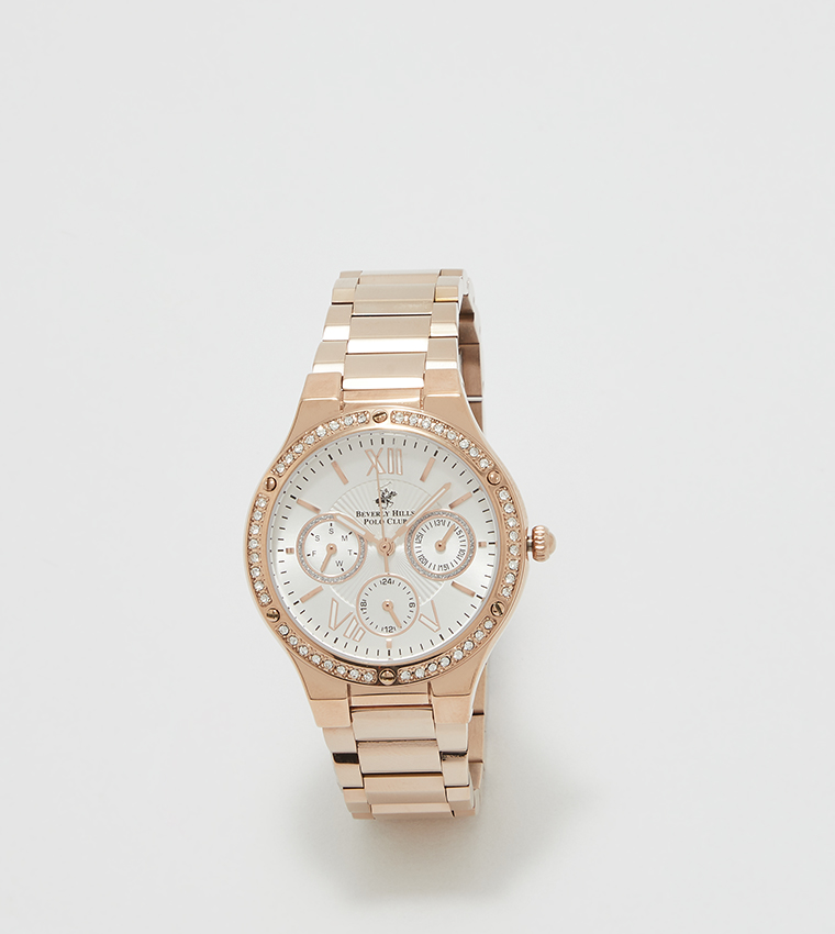 Buy Beverly Hills Polo Club Stone Studded Analogue Watch In Silver ...