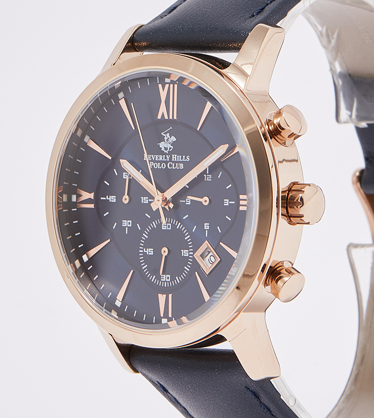 Buy Beverly Hills Polo Club Classic Leather Belt Analog Watch In Blue ...