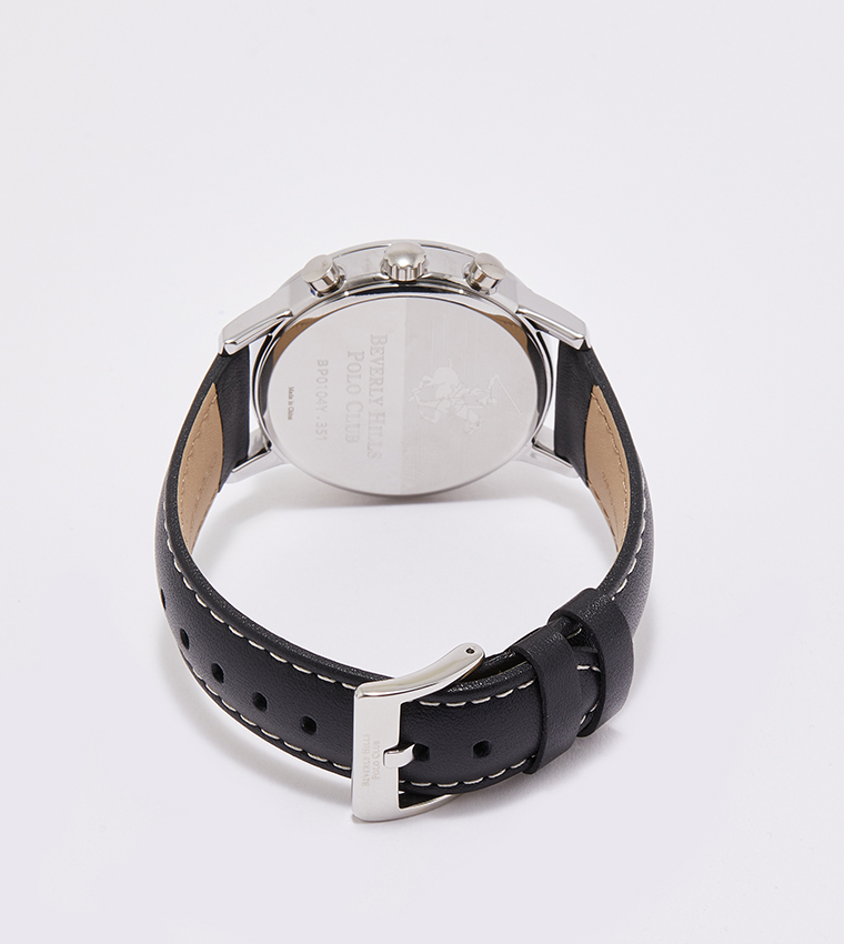 Buy Beverly Hills Polo Club Classic Leather Belt Analog Watch In Black ...