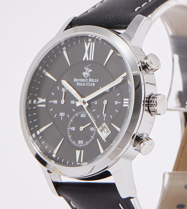 Buy Beverly Hills Polo Club Classic Leather Belt Analog Watch In Black ...